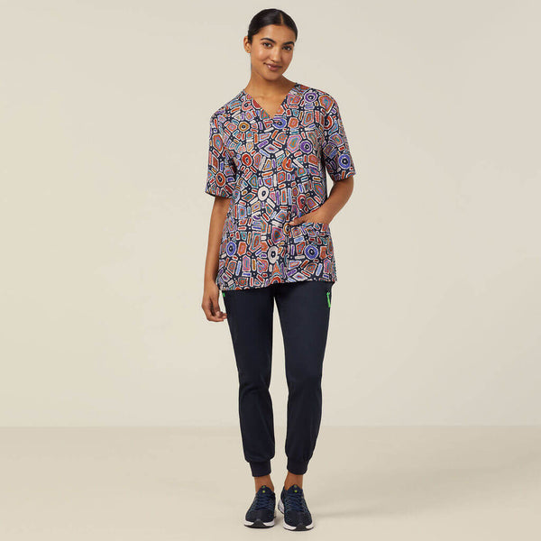 NNT CATRG9 Water Dreaming Indigenous Print Unisex Scrub Top - Southern ...